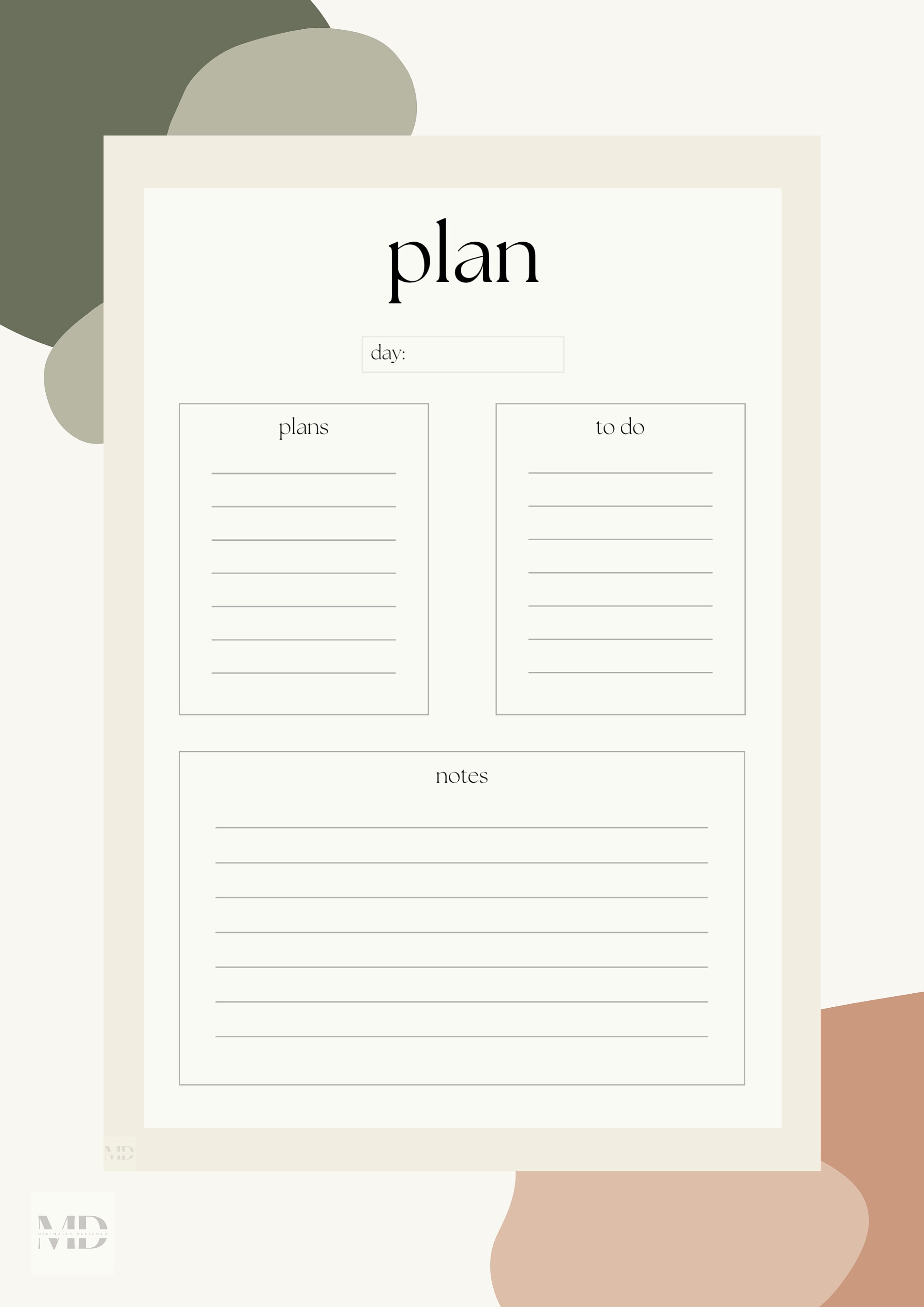 Minimalist Printable Daily Planner, Minimalist Digital Print ...