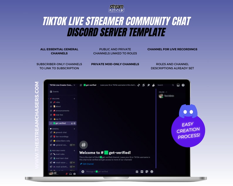 Tiktok LIVE Streamer Discord Community Template 5 Min Setup Private ...