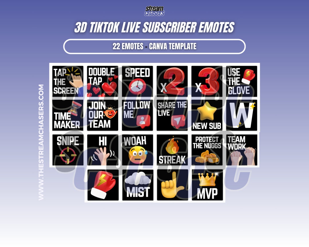 Tiktok LIVE Subscriber Emotes Canva Template: Simple 3D Visuals ...