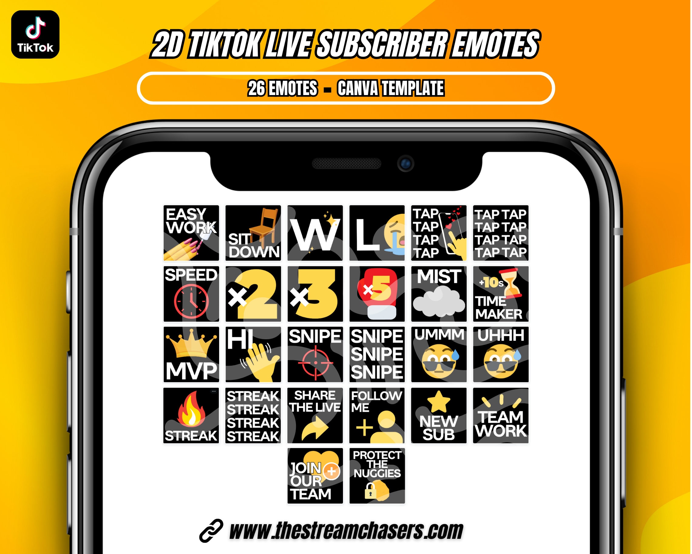 Tiktok LIVE Subscriber Emotes Canva Template: Simple 2D Visuals ...