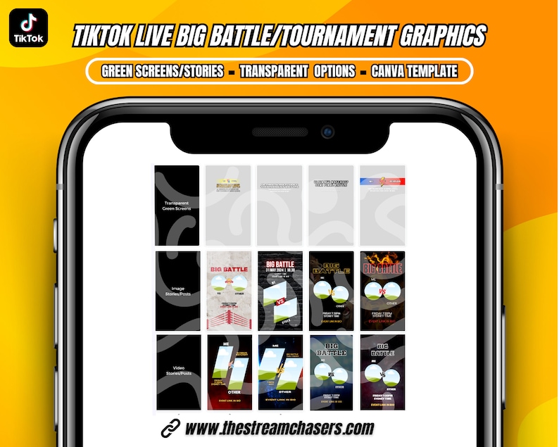 Tiktok LIVE Ultimate Matchoff and Big Battle Green Screens/story Canva ...