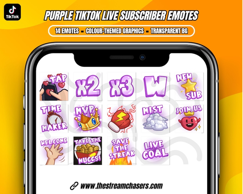 Purple Tiktok LIVE Subscriber Emotes | Custom Cartoon Graphics ...