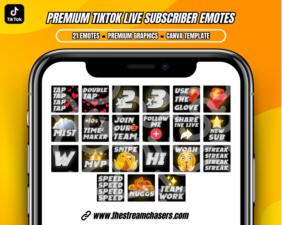 Tiktok LIVE Subscriber Emotes Canva Template: Premium Yellow Letters ...