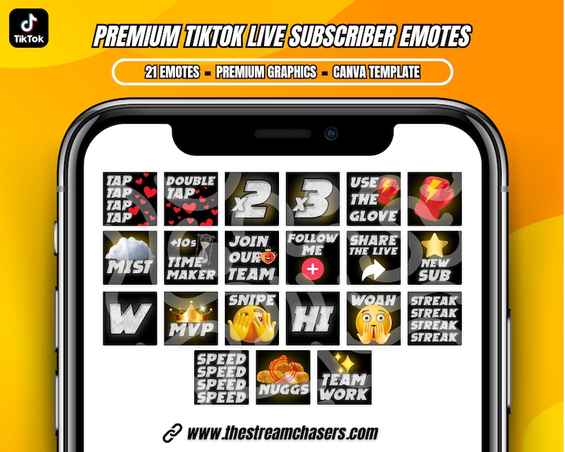 Tiktok LIVE Subscriber Emotes Canva Template: Premium Yellow Letters ...