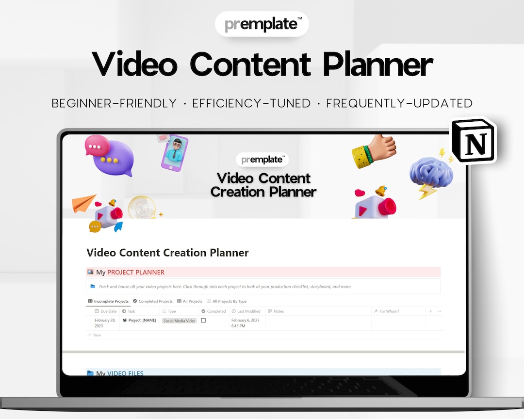 Video Content Creation Planner (2024) | Notion Template | Project ...