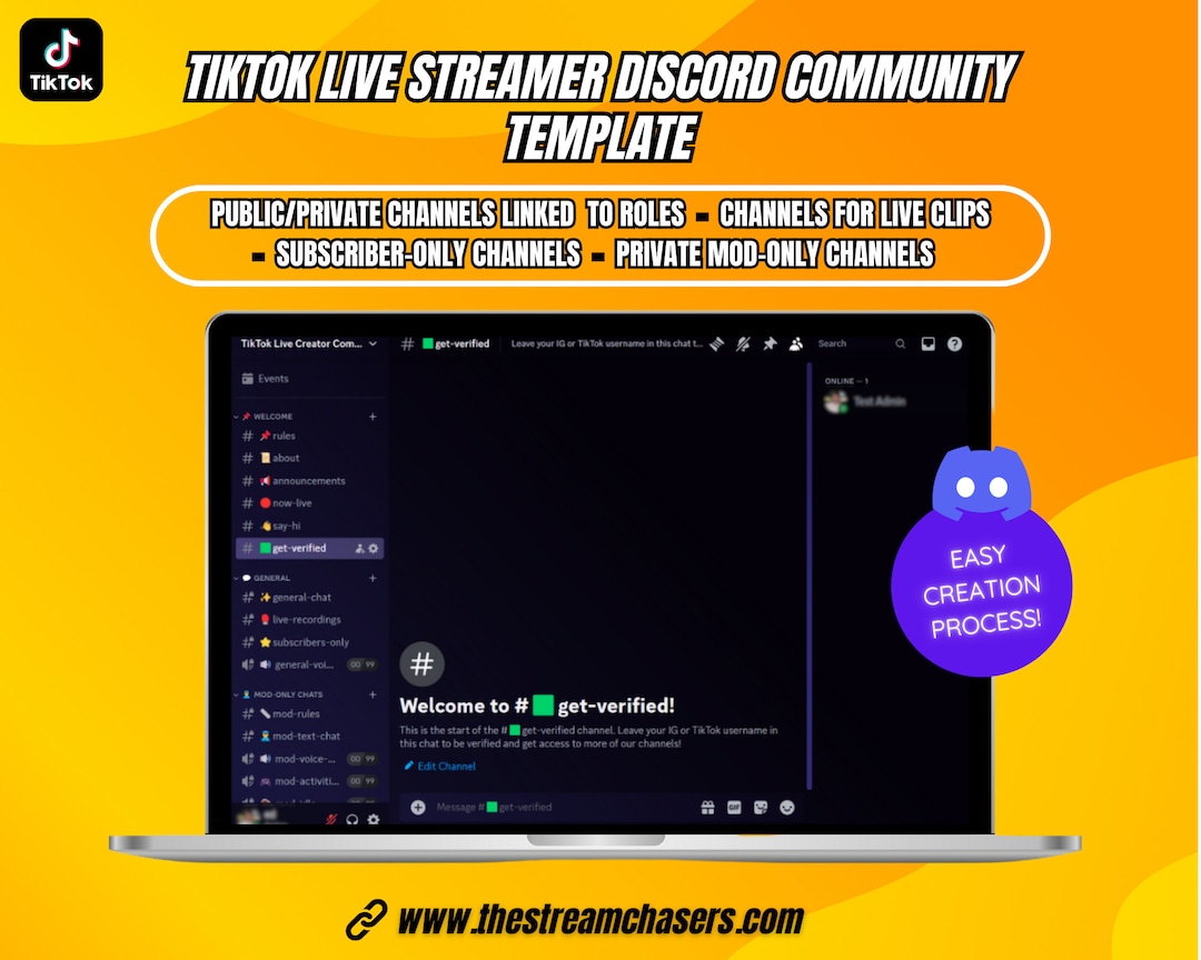 Tiktok LIVE Streamer Discord Community Template | 5 Min Setup | Private ...