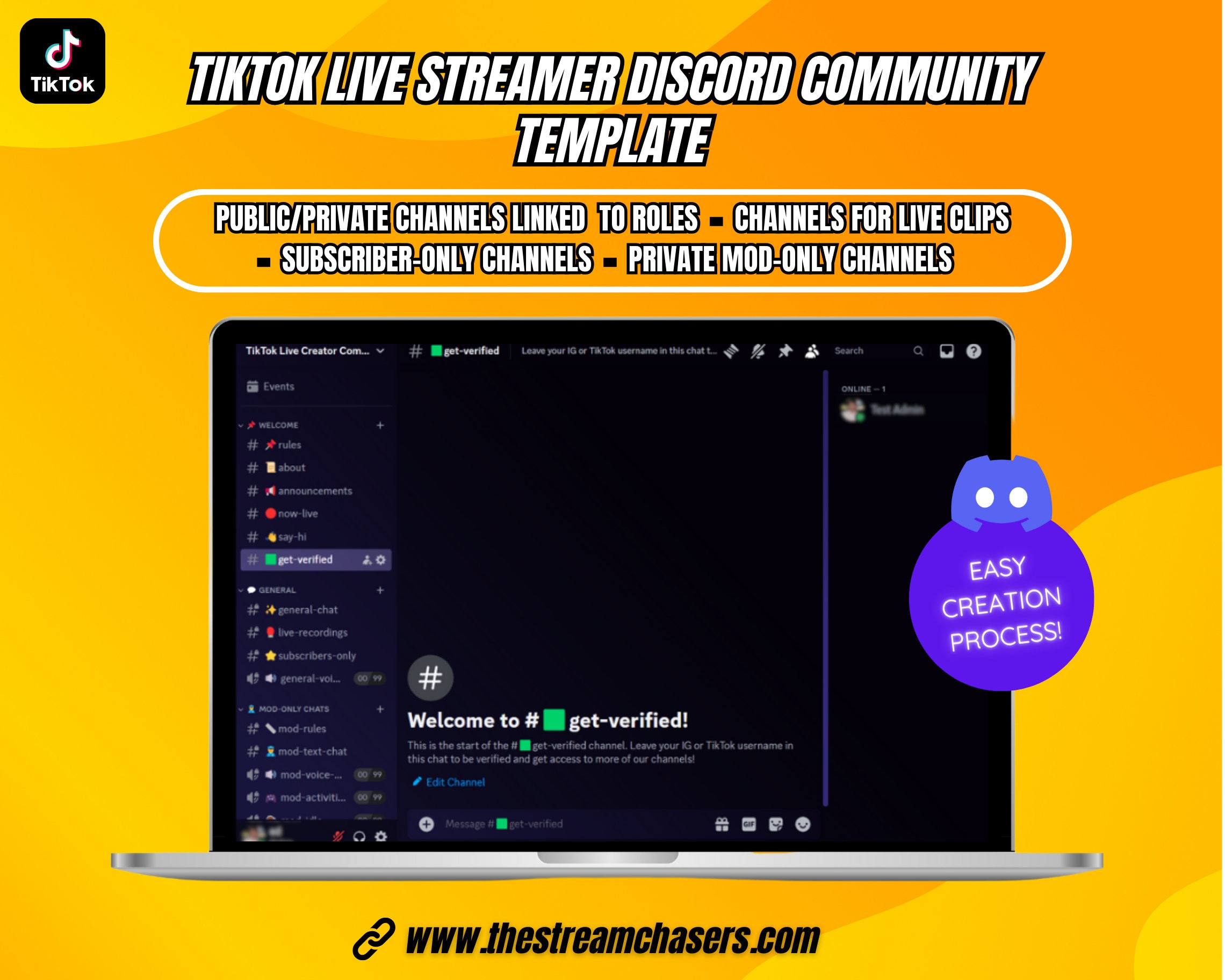 Tiktok LIVE Streamer Discord Community Template | 5 Min Setup | Private ...