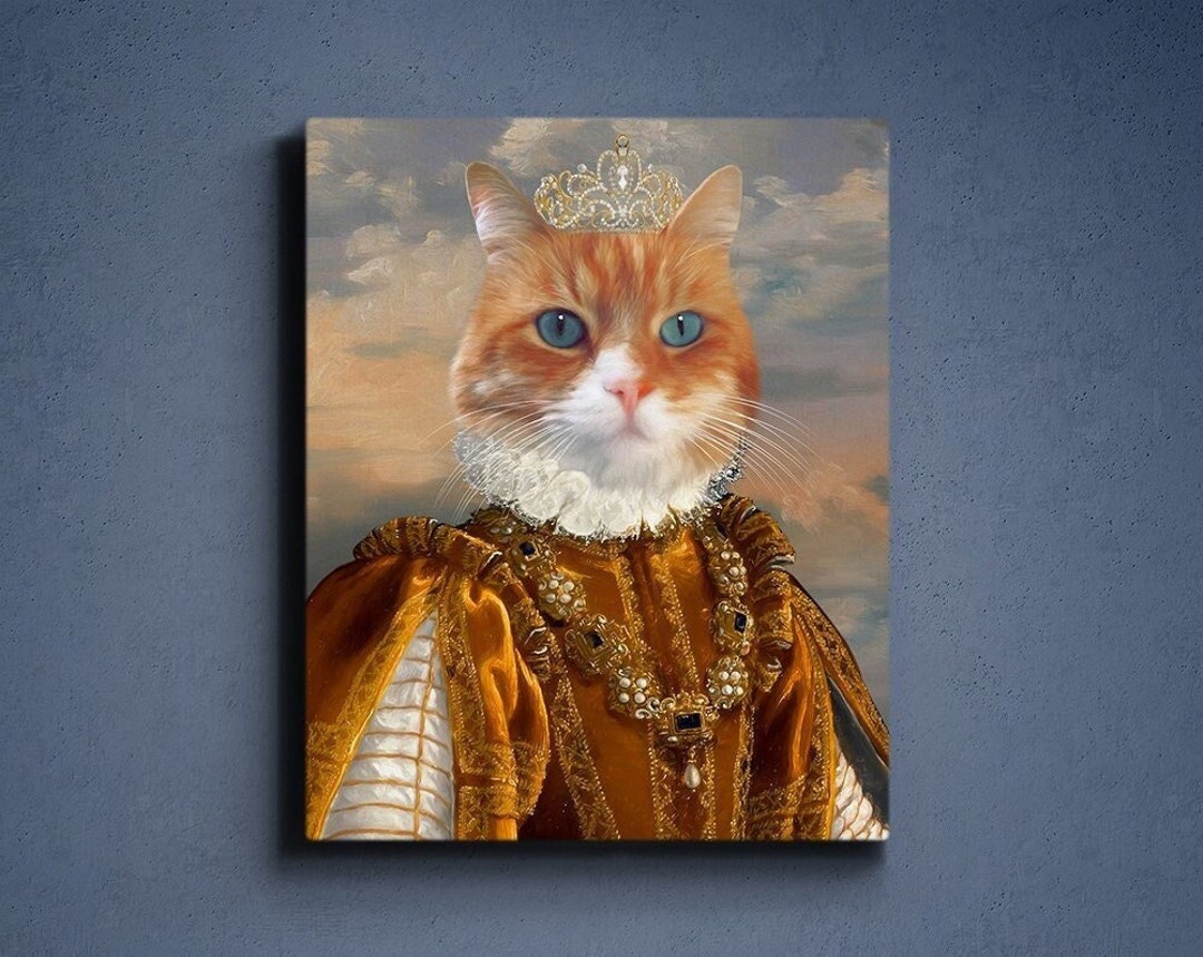 Custom Renaissance Pet Portrait,queen Cat Portrait, Pet Lover Gift, Pet ...