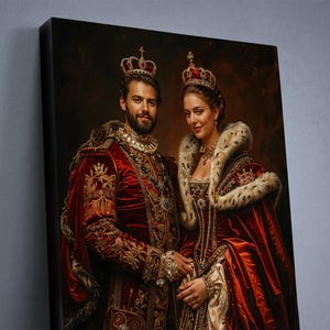 King Queen Portrait Gift, Fantasy Portrait, Custom Men Women Portrait ...