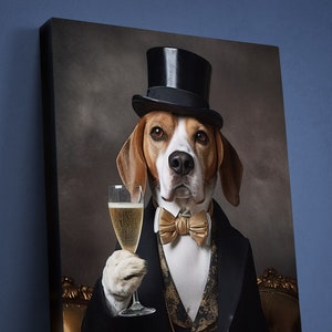 Custom Gentleman Dog Portrait, Dog Drink Wine Portrait, Gentleman Pet ...