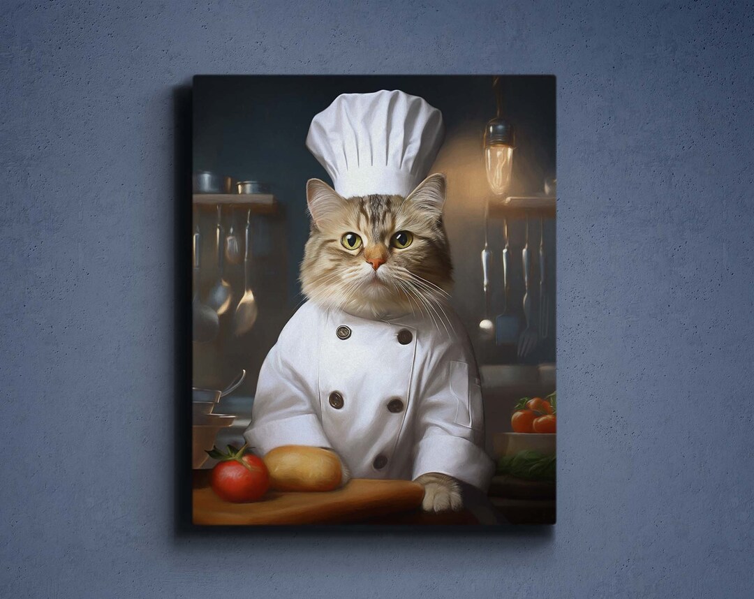 Custom Chef Cat Portrait, Chef Pet Portrait, Cat Chef Costume,chef ...