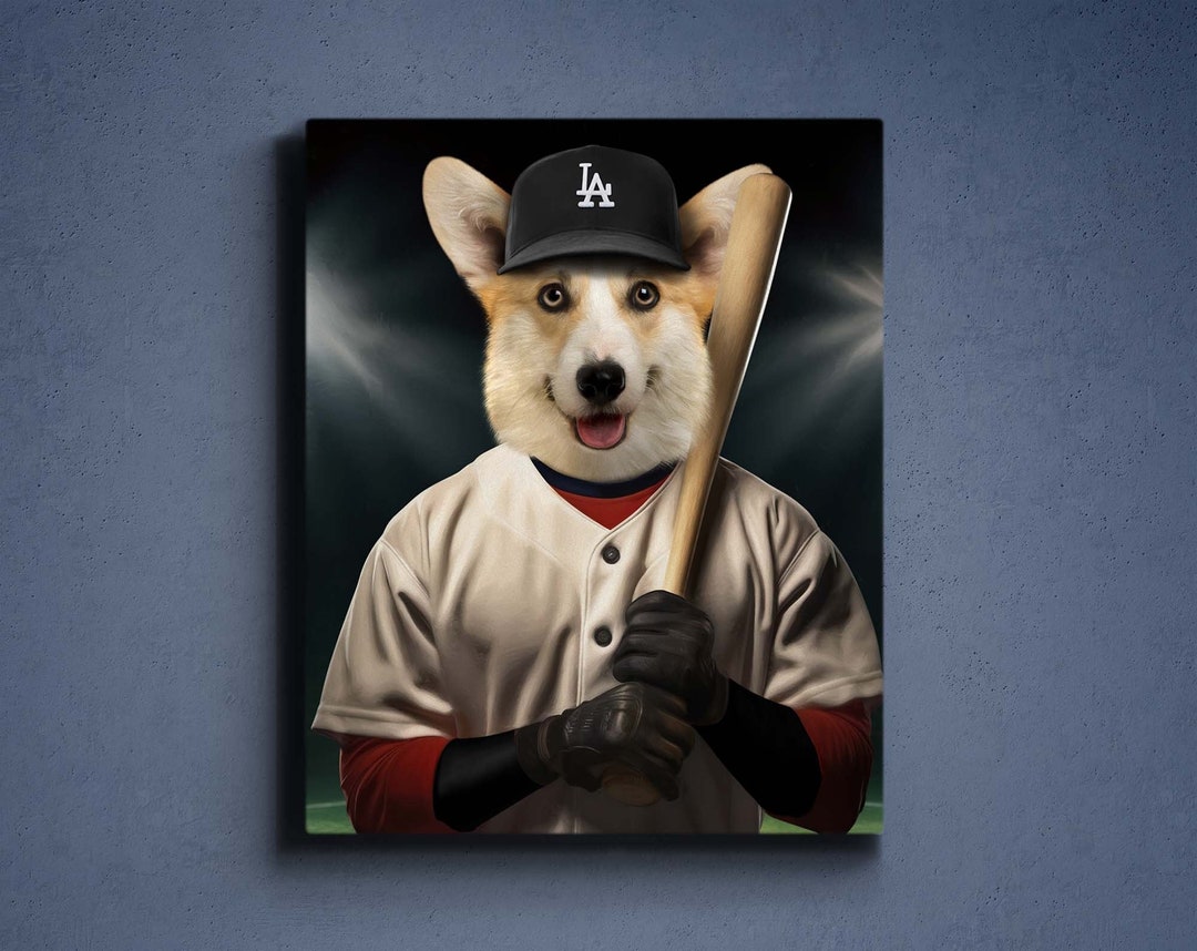 Custom Baseball Pet Portrait, Sport Pet Portrait,baseball Pet Gift, Dog ...