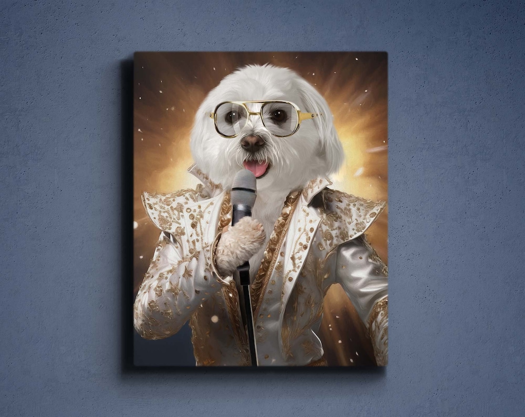 Custom Elvis Presley Portrait, Elvis Presley Pet Portrait, Rockstar Pet ...