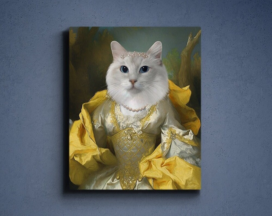 Custom Queen Cat Portrait, Royal Pet Portrait, Personalized Pet ...