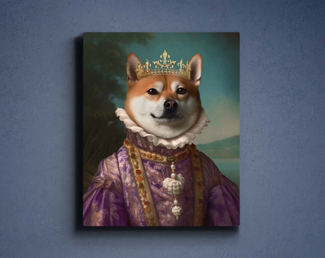 Custom Queen Dog Portrait , Christmas Gift, Renaissance Dog Portrait ...