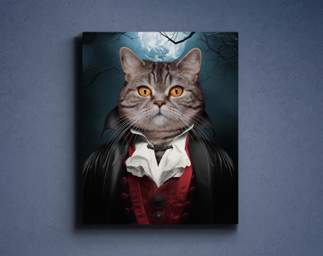 Custom Vampire Pet Portrait, Custom Dracula Cat Portrait, Scray Pet ...