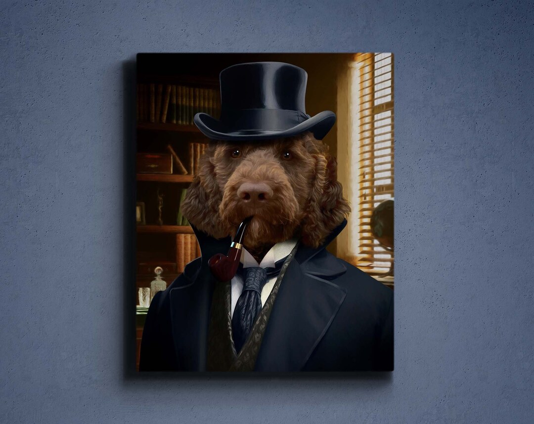 Custom Sherlock Holmes Portrait, Cigar Suit Pet Portrait,funny Pet ...