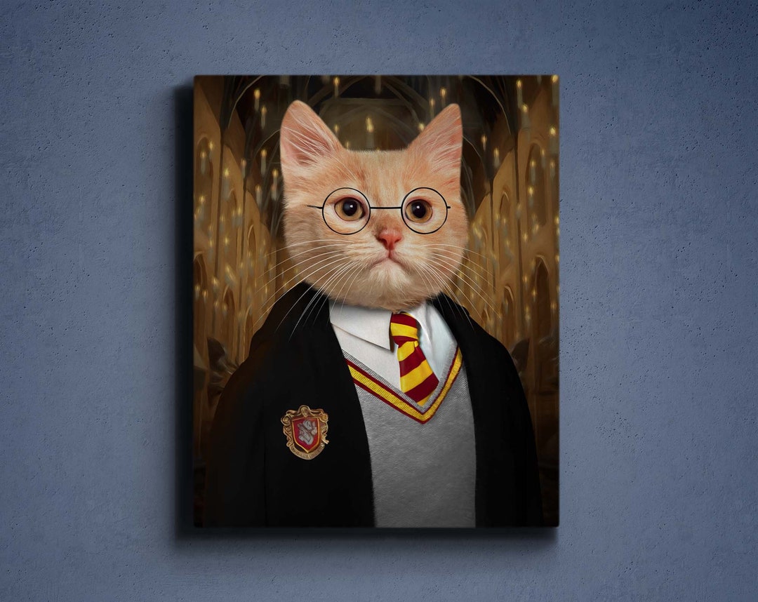 Custom Wizard Portrait, Gryffindor School Pet Gift ,wizard School ...