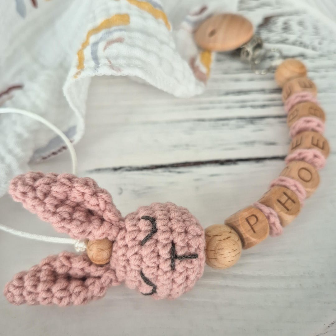 Personalised Crochet Dummy Clip Bunny-mam Dummy Chain-dummy Clip Rabbit ...