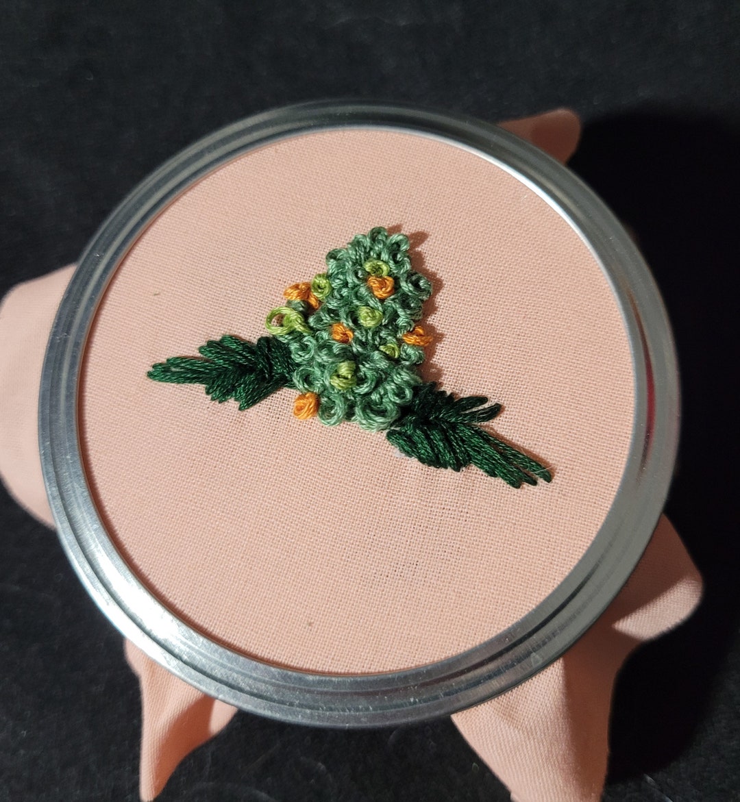 French Knot Embroidered Cannabis Flower Jar - Etsy