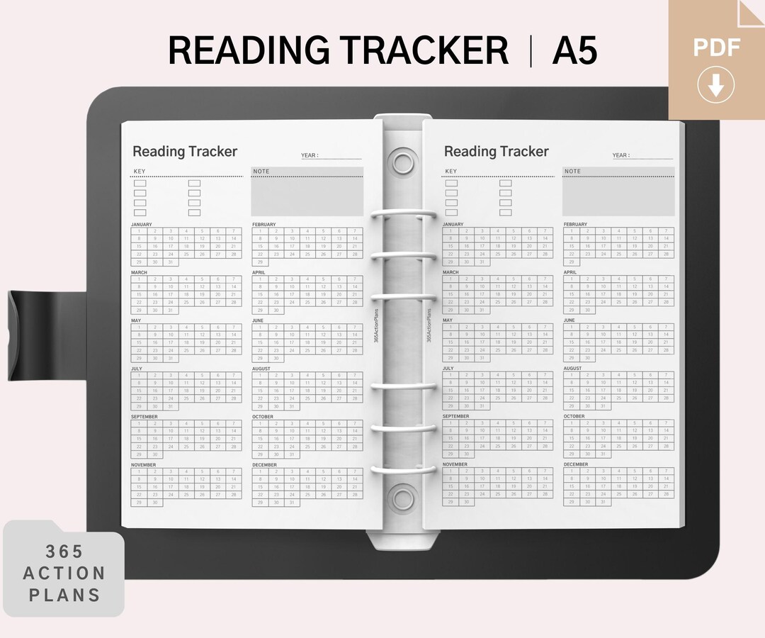 Reading Tracker Printable, Daily Reading Log Digital Download, A5 ...