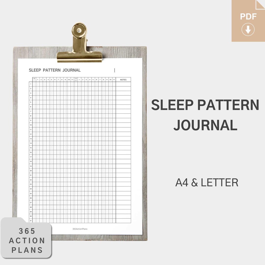 Sleep Tracker A4 & LETTER Inserts Printable, Sleep Pattern Journal, 30 ...
