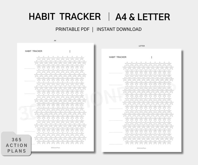 Monthly Star Habit Tracker – Track 7 Daily Habits With Star-shaped ...