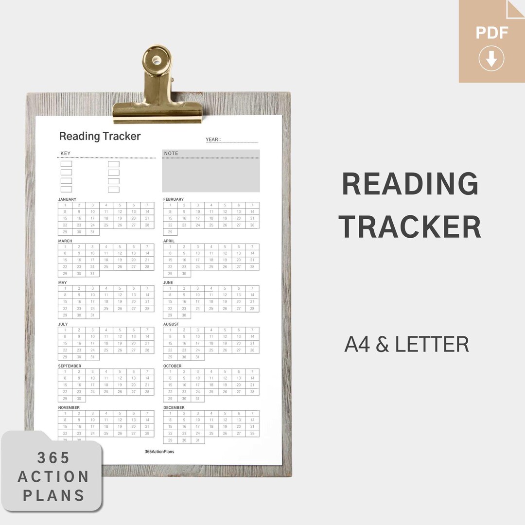 Reading Tracker Printable, Daily Reading Log Digital Download, A4 ...
