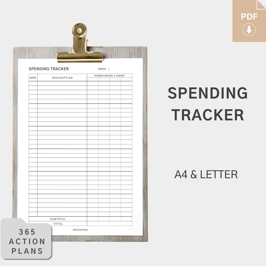 Spending Tracker PDF Template, Expense Tracker, Digital Download, A4 ...