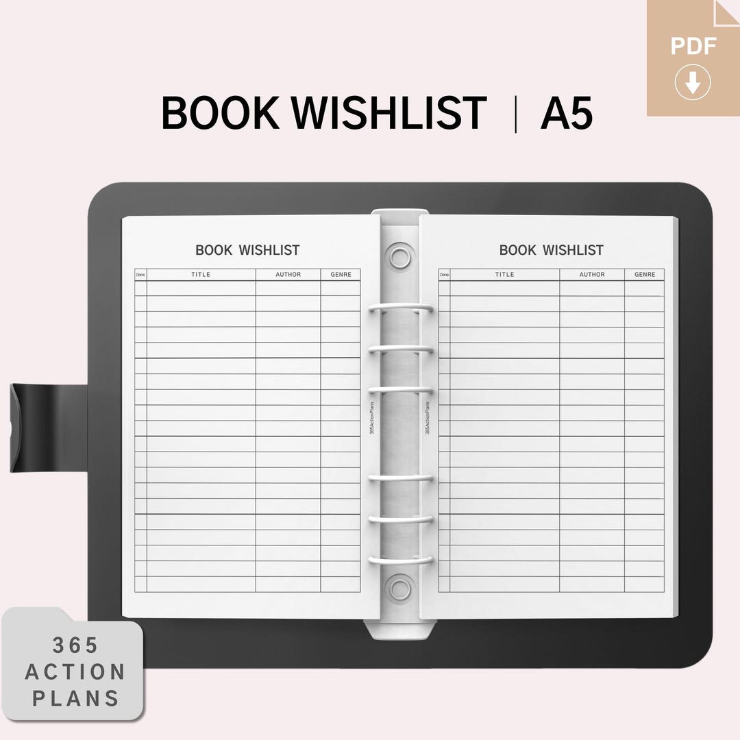 Book Wishlist Printable Planner, Books to Buy Reminder, Upcoming Book ...