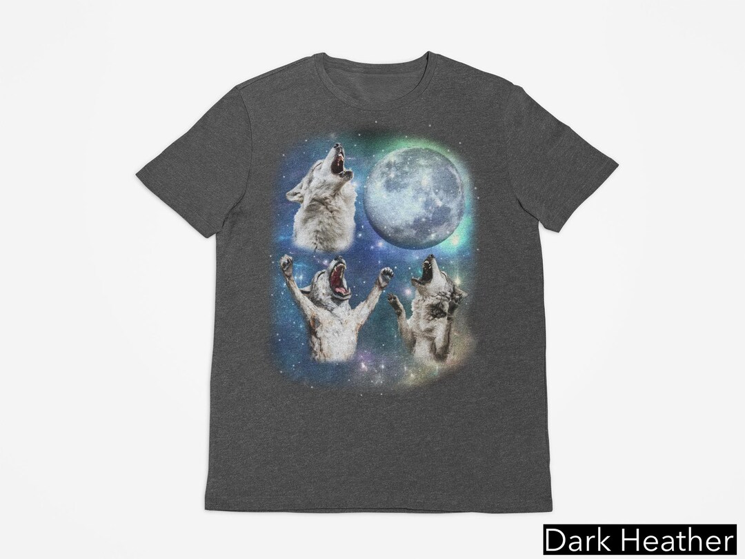 Three Wolves Howling Moon Shirt, Retro Wolf Moon Tee, Vintage Graphic ...