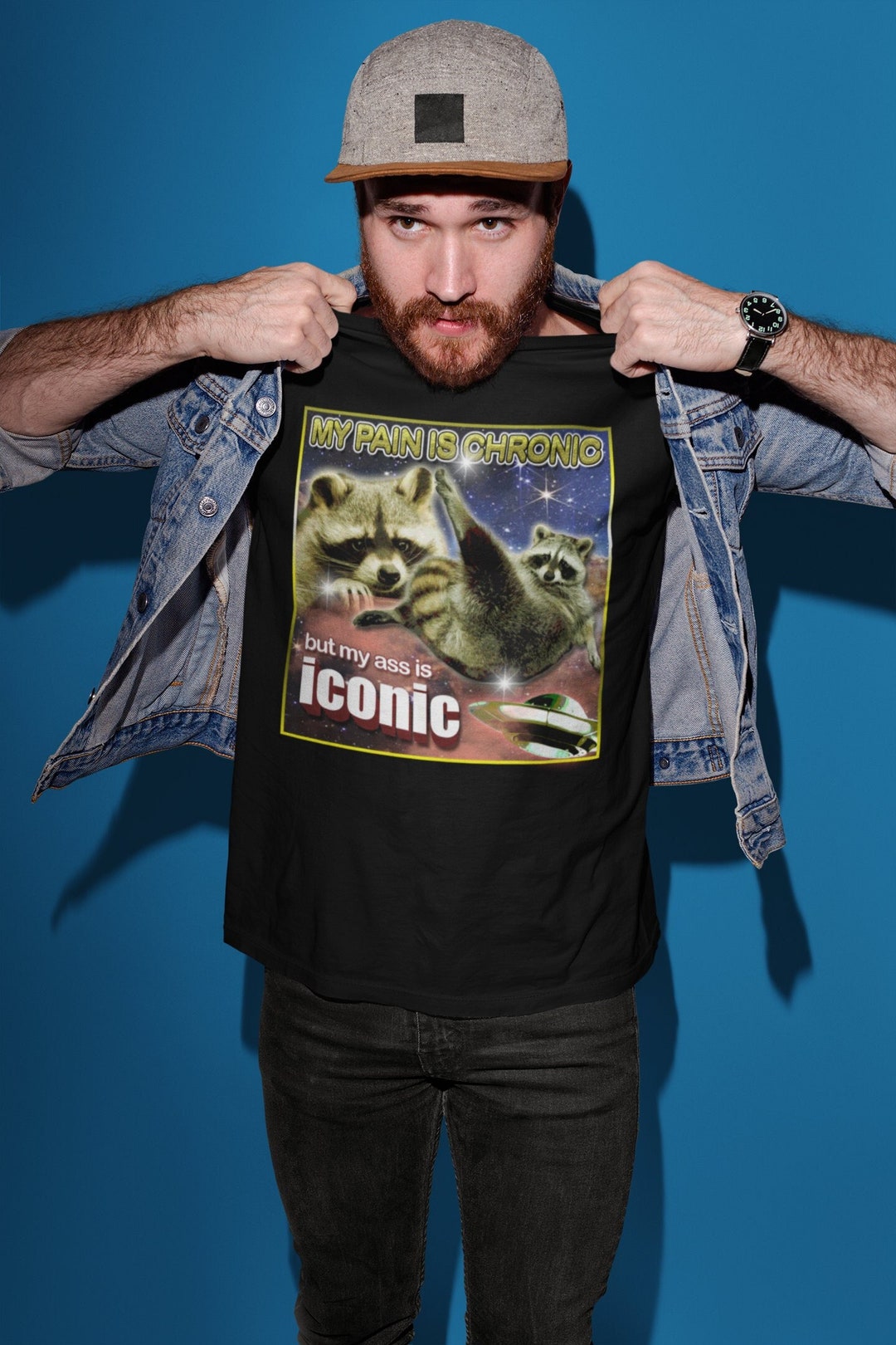 My Pain is Chronic but My As@ is Iconic Meme Shirt, Raccoon Tunki Shirt ...