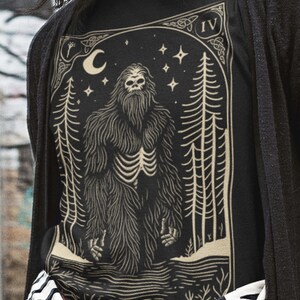 Bigfoot Sasquatch Skeleton Tarot Style Unisex Black T Shirt With Light ...