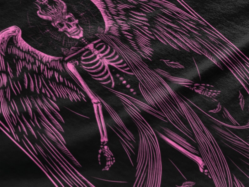 Fallen Angel Art Tarot Tattoo Style Black Unisex T Shirt With Pink ...
