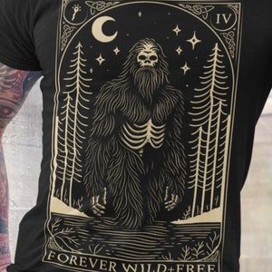 Bigfoot Sasquatch Skeleton Tarot Style Unisex Black T Shirt With Light ...