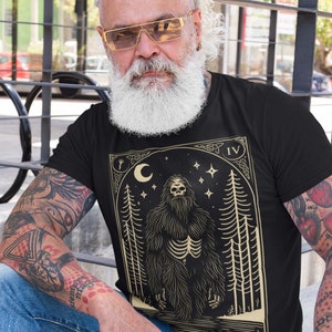 Bigfoot Sasquatch Skeleton Tarot Style Unisex Black T Shirt With Light ...
