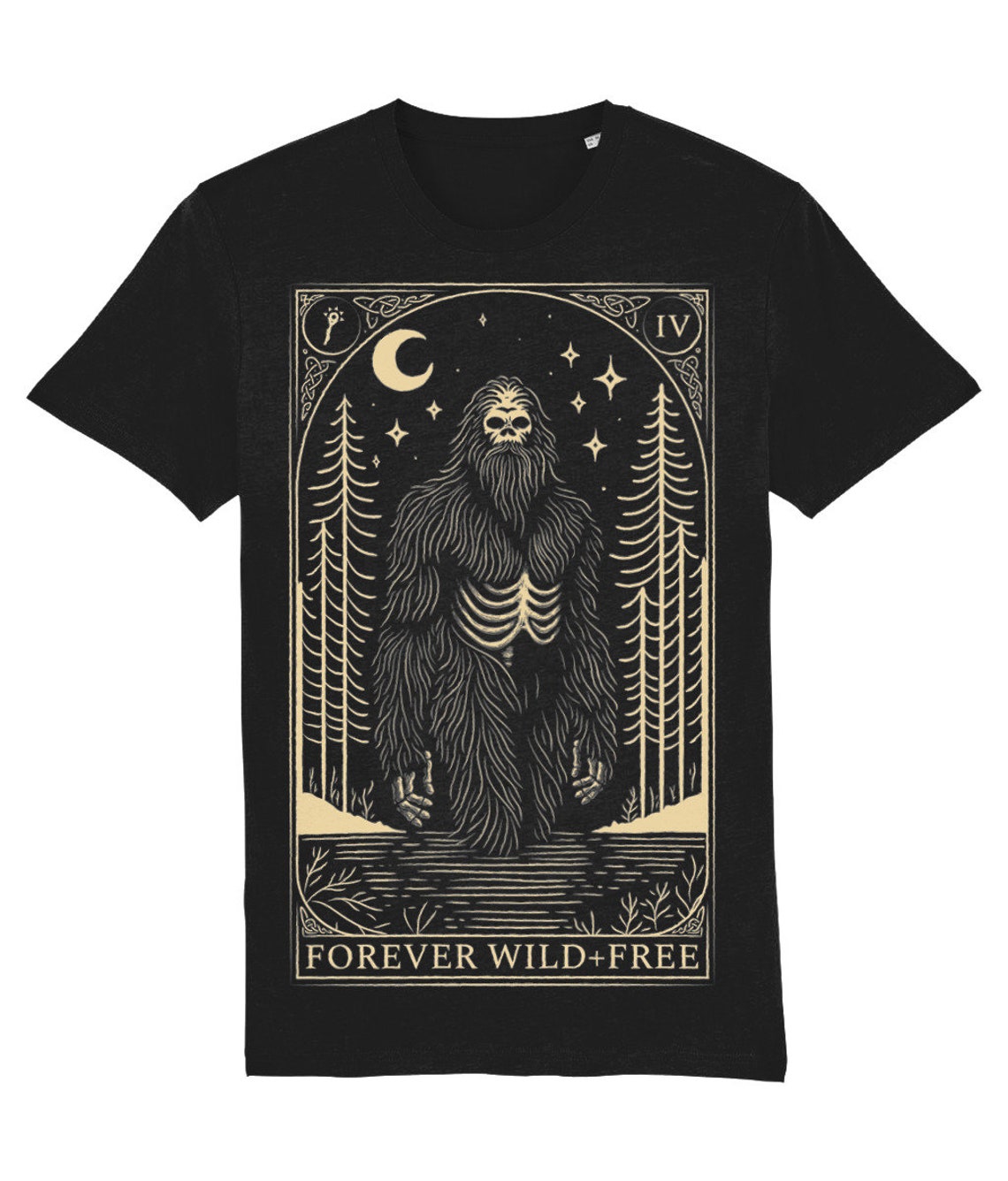 Bigfoot Sasquatch Skeleton Tarot Style Unisex Black T Shirt With Light ...