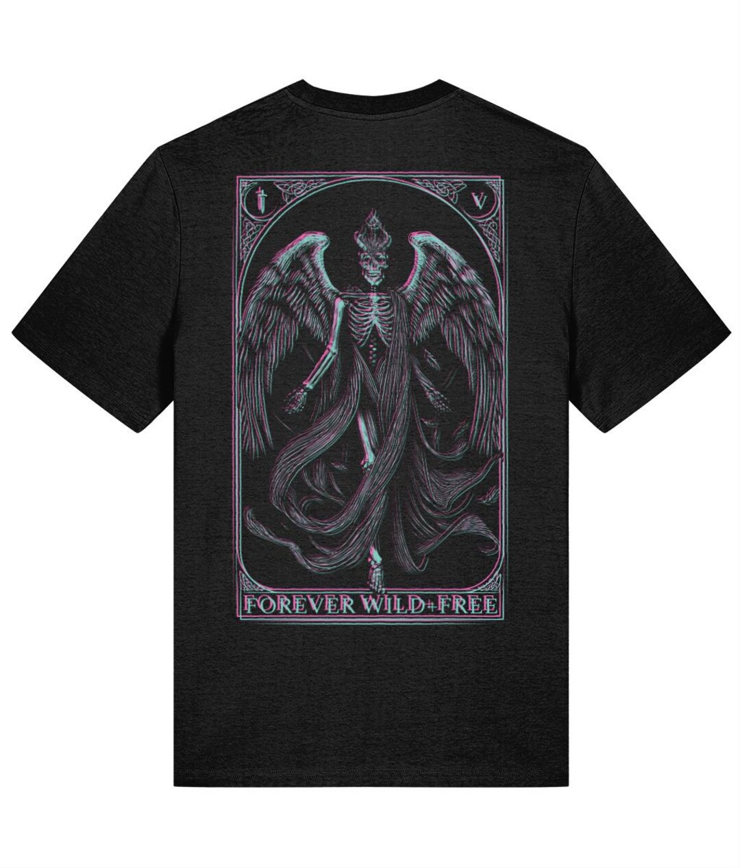 Fallen Angel Black T-shirt With Blue and Pink 3D Effect Artwork - Etsy