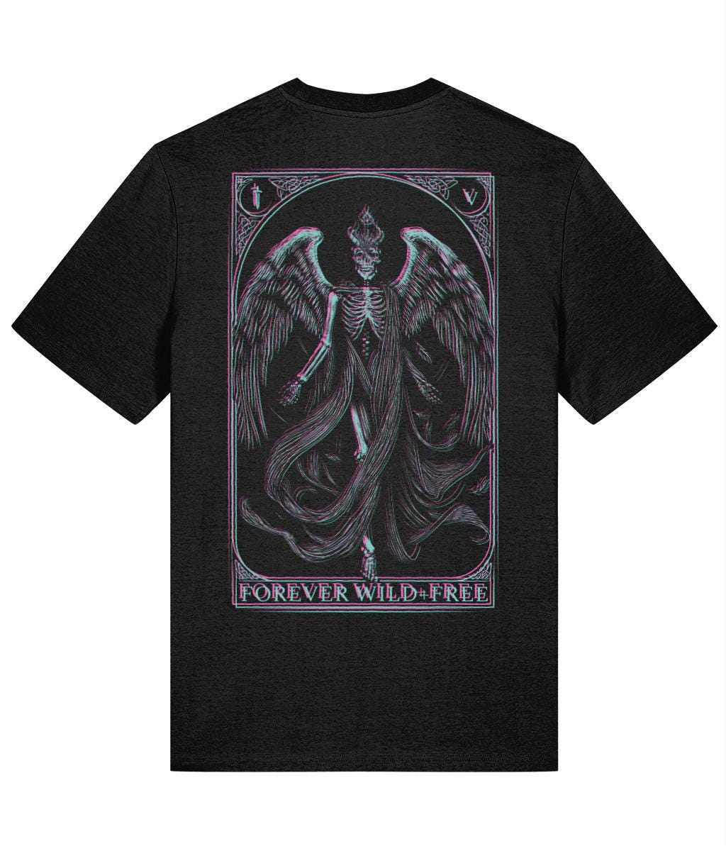 Fallen Angel Black T-shirt With Blue and Pink 3D Effect Artwork - Etsy