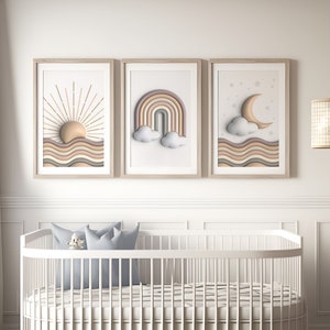 Neutral Boho Nursery Wall Art Girl or Boy - Printable Posters Set of 3 ...