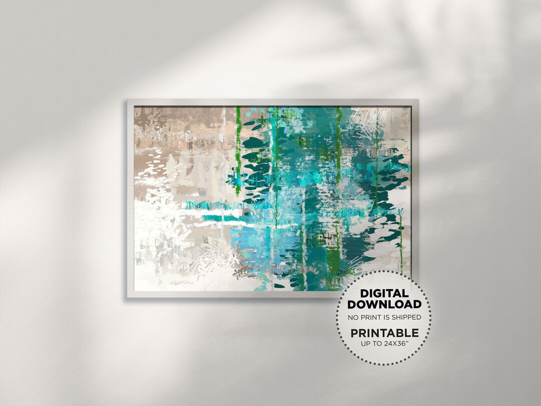 Coastal Decor Aqua Abstract Art Digital Download Printable Wall Art ...