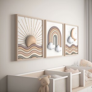 Neutral Boho Nursery Wall Art Girl or Boy - Printable Posters Set of 3 ...