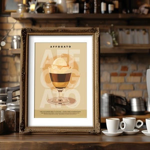 Italian Affogato Coffee Poster Printable Wall Art, Retro Bar Decor Art ...