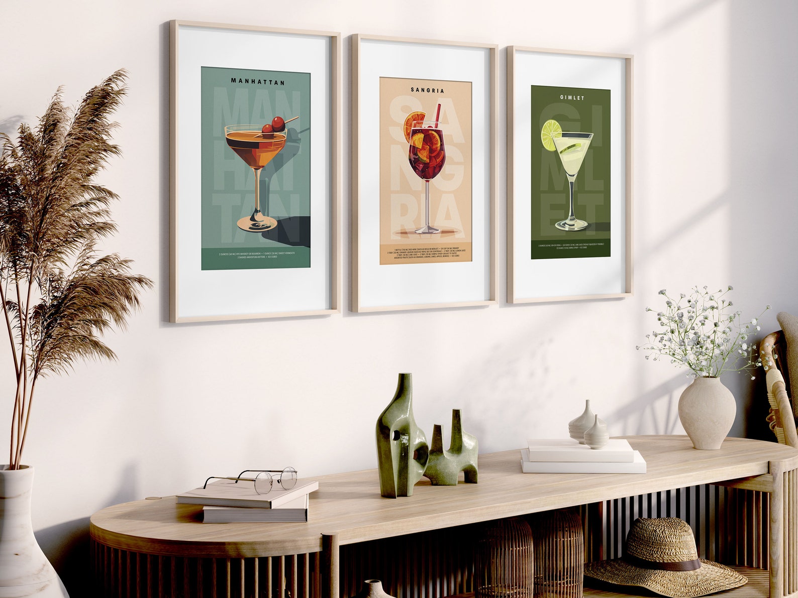 Classic Cocktail Drinks Poster Set of 6 Printable Wall Art, Mixology ...