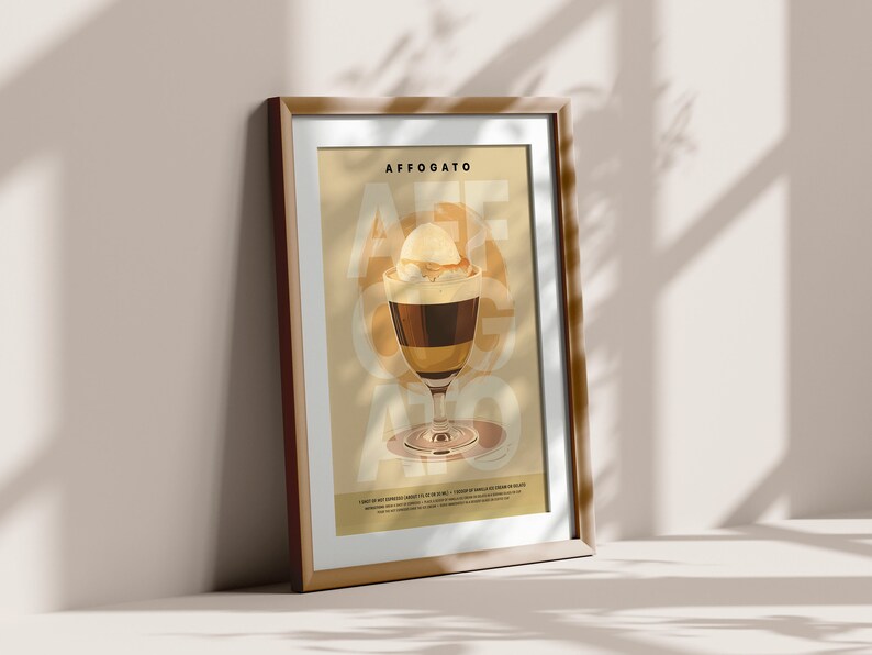Italian Affogato Coffee Poster Printable Wall Art, Retro Bar Decor Art ...