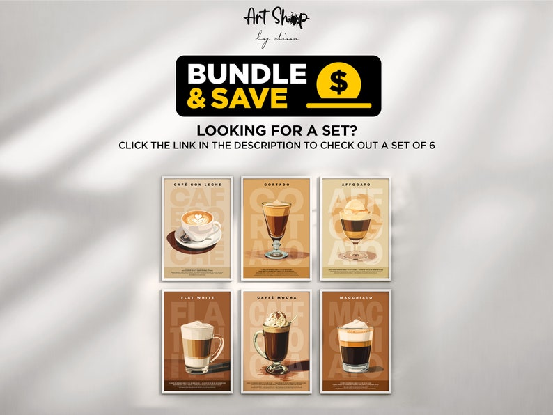 Italian Affogato Coffee Poster Printable Wall Art, Retro Bar Decor Art ...