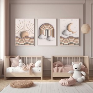 Neutral Boho Nursery Wall Art Girl or Boy - Printable Posters Set of 3 ...