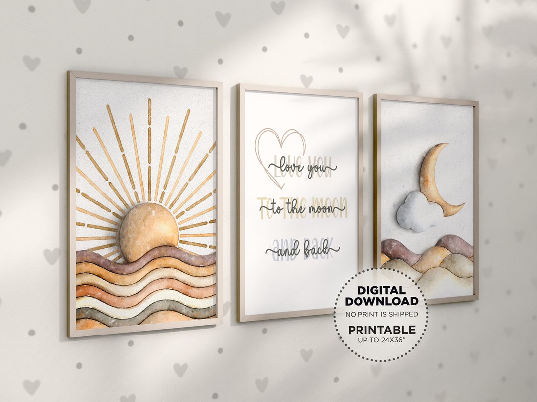 Neutral Watercolor Boho Nursery Wall Art Boy or Girl, Instant Download ...