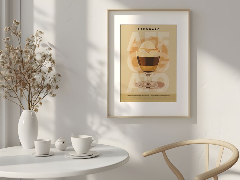Italian Affogato Coffee Poster Printable Wall Art, Retro Bar Decor Art ...