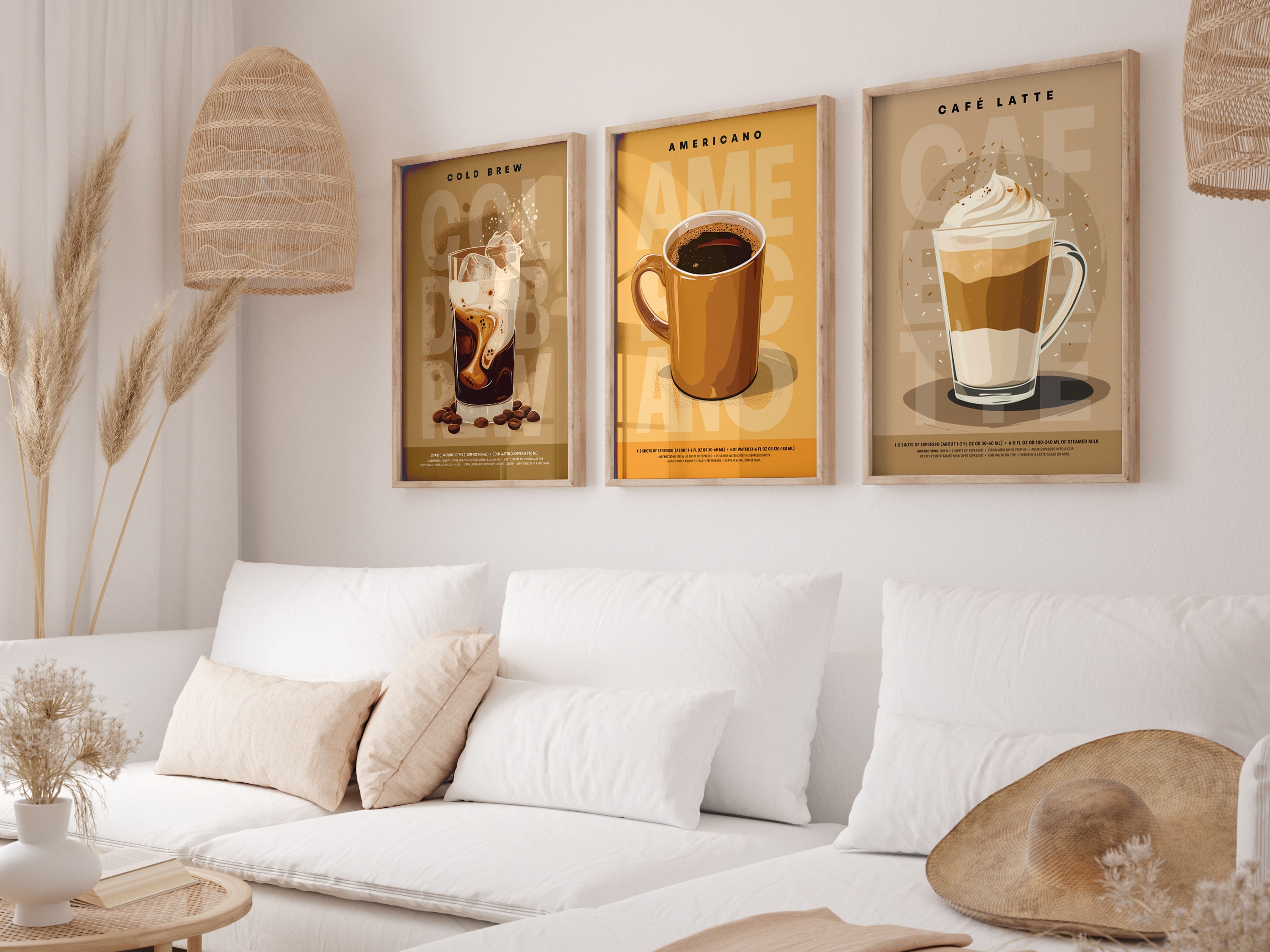Coffee Posters Set of 6 Printable Wall Art, Retro Coffee Bar Decor Art ...